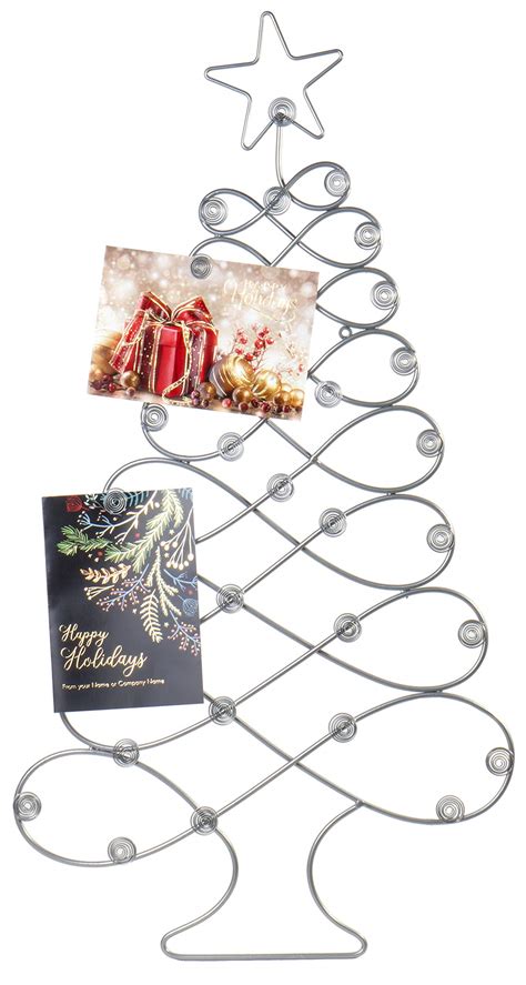 Red Co Christmas Tree Card Holder Wall Mounted Decorative Rack In