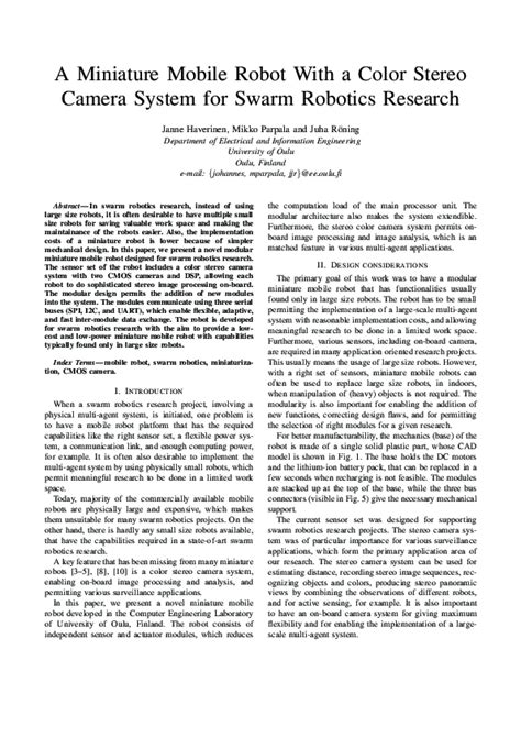 Pdf A Miniature Mobile Robot With A Color Stereo Camera System For