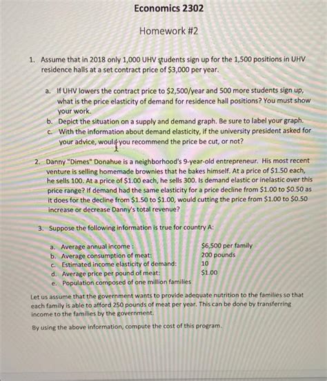 Solved Economics 2302 Homework 2 1 Assume That In 2018