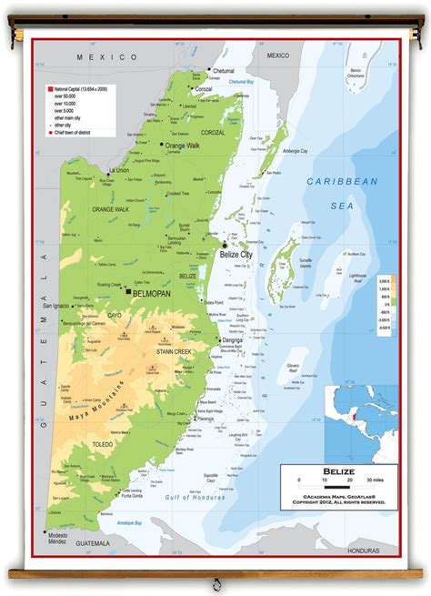 Belize Political Educational Wall Map From Academia Maps World Maps
