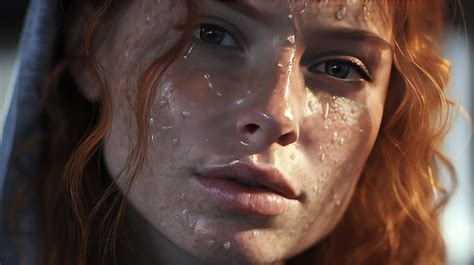 Premium Ai Image Closeup Of Female Face With Freckled Skin Ai Generative
