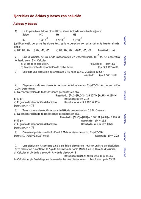 Ejercicios ácido Base Con Solucion Docsity