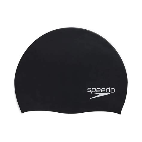Speedo Elastomeric Solid Silicone Swim Cap Black Uni Sex One Size