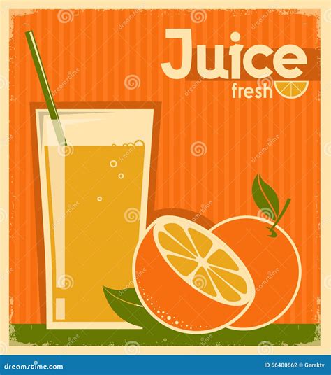 Vintage Poster Of Orange Juice On Old Paper Texture Stock Vector