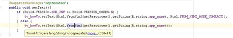 Java How To Remove Fromhtml Deprecated Worning Using Annotation