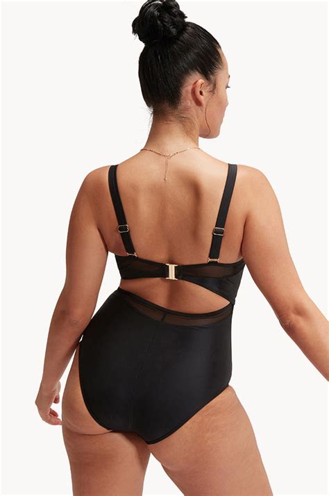 Speedo Shaping Mesh Detail One Piece Black Swimwear Galore Us