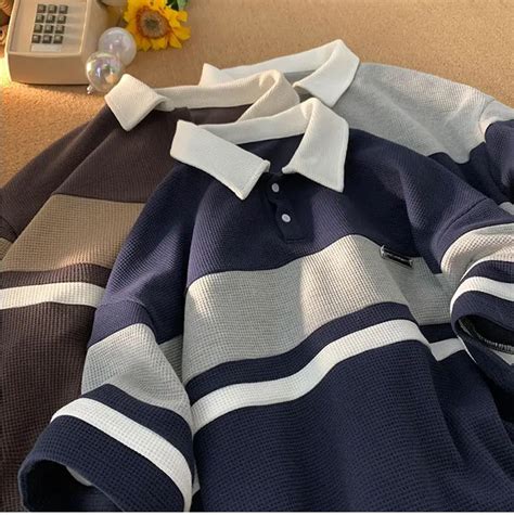 Short Sleeve Turn Down Collar Striped Shirt Nada Outfit Land