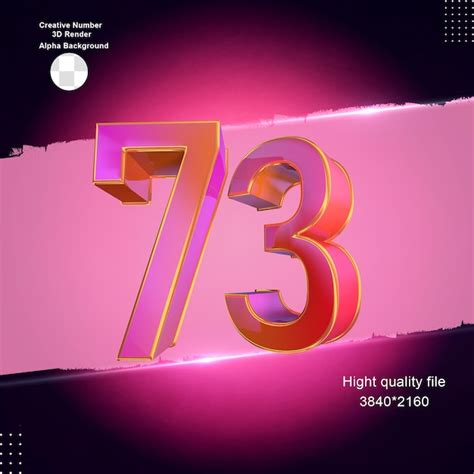 Premium Psd Pink 3d Number 73 For Design