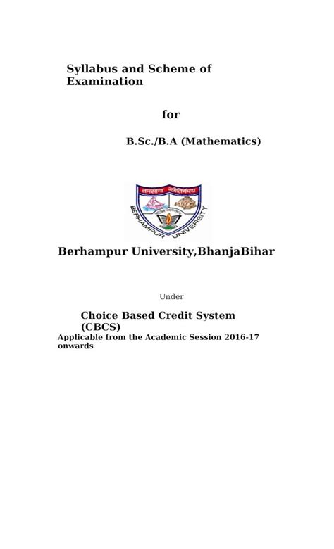 Docx Microsoft Word B Sc Mathematical File · Web Viewsyllabus And Scheme Of Examination For