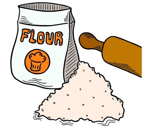 Premium Vector Illustration Of A Flour Bag With A Rolling Pin On A White Background