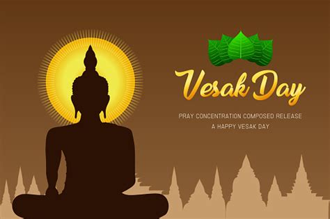 실루엣 Vesak 데이 몽크 프라 부처 기도 농도 구성 포 리프 종교 문화 믿음 벡터 일러스트 레이 션의 전면 출시 Cult에
