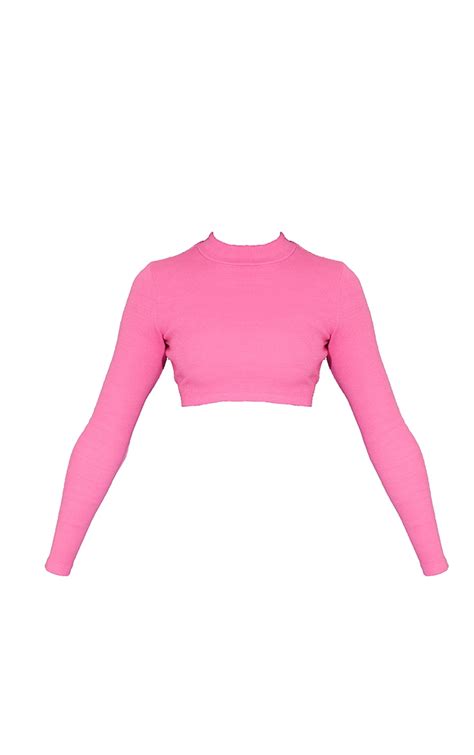 Pink Open Back Rib Crop Top Tops Prettylittlething