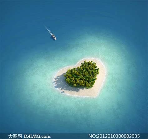 沙滩心形 海滩心形 拖尾沙滩 大山谷图库