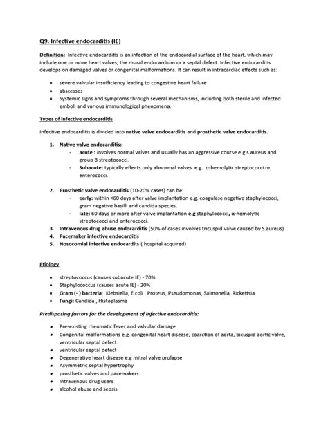 9 Infective Endocarditis Ie Pdf Immunology Causes Of Death