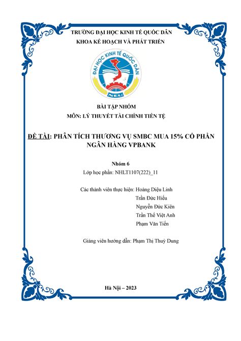 VPBank và thương vụ bán 15 cổ phần TRƯỜNG ĐẠI HỌC KINH TẾ QUỐC DÂN