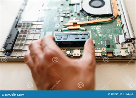 Memory Module Ddr Ram Installation In Laptop By Hand Stock Photo Image Of Ddr Abstract