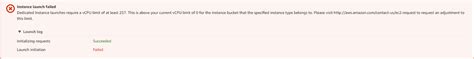 Amazon Web Services Instance Launch Failed Dedicated Instance