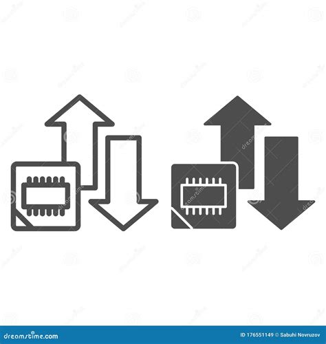 Microchip And Arrows Line And Solid Icon Processor Bus Data Peak