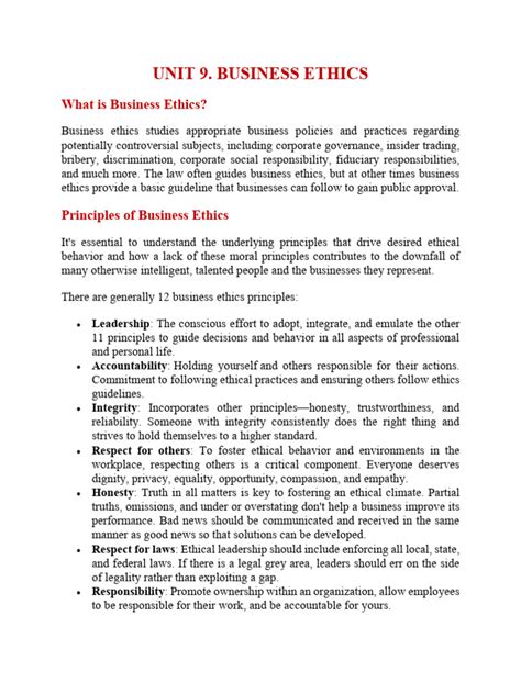 Unit 5 Ethics Pdf Business Ethics Corporate Social Responsibility