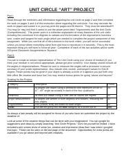 Unit Circle Project Pdf UNIT CIRCLE ART PROJECT Part I Read Through The Reminders And