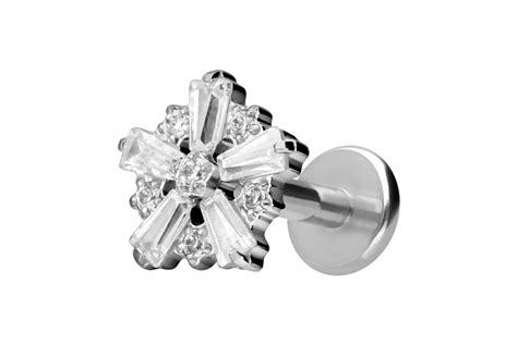 Titanium Labret With Internal Thread Snowflake Piercingline