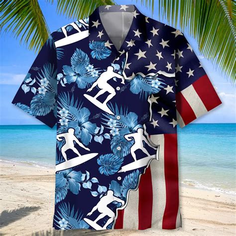 Surfing Tropical Us Flag Hawaiian Shirt Hugilove Store