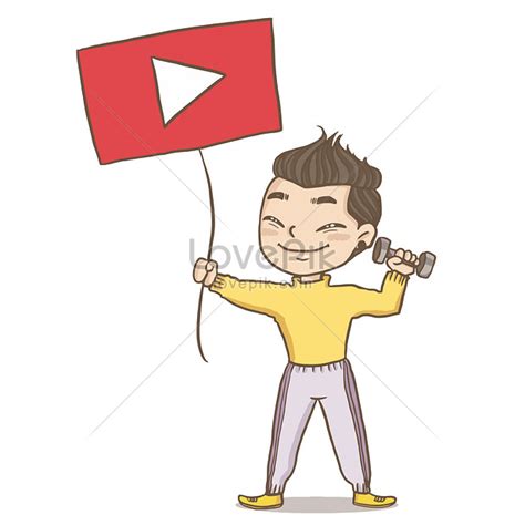Lalaking Nag Eehersisyo Ng Youtuber Cartoon Manga Anime Drawing Illustration Larawannumero Ng