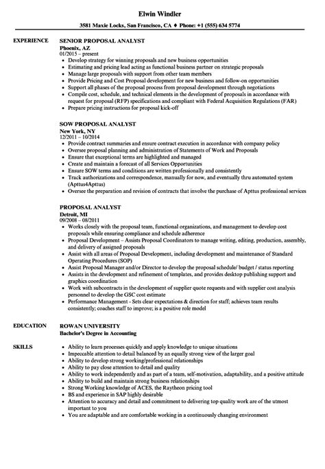 Proposal Analyst Resume Samples Velvet Jobs