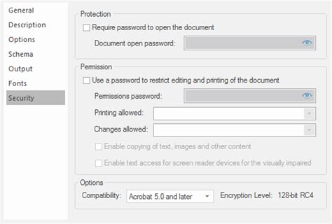 Publish To Pdf Security Options