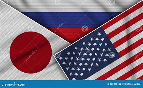 Russia United States Of America China Flags Together Fabric Texture