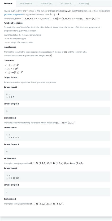 Algorithm Hackerrank Count Triplets C Failing Test Case 10 And 11