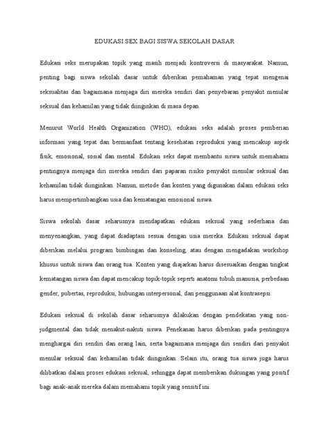 Edukasi Seks Untuk Siswa Sd Pdf Kesehatan Holistik