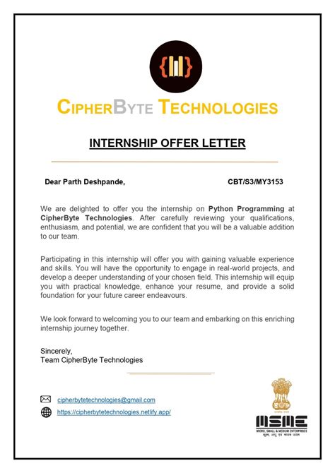Parth D On Linkedin Pythondeveloper Internship Cipherbytetech