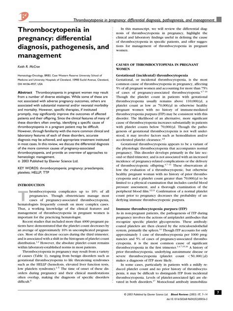 Pdf Thrombocytopenia In Pregnancy Differential Diagnosis