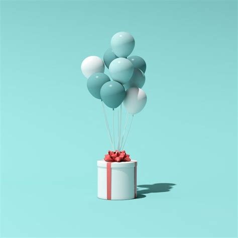 Round T Box With Balloons Birthday Party Celebration