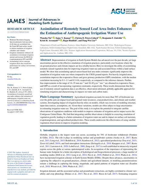 Pdf Assimilation Of Remotely Sensed Leaf Area Index Enhances The