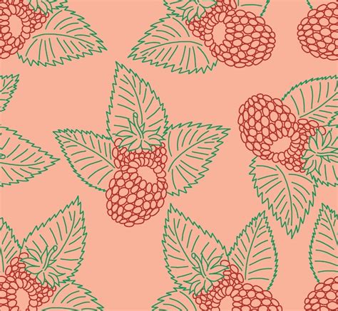 Premium Vector Seamless Pattern With Raspberry