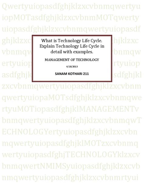 Technology Life Cycle Pdf Science And Technology Economies