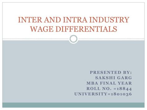 Wage Differentials Compensating Differentials PPT