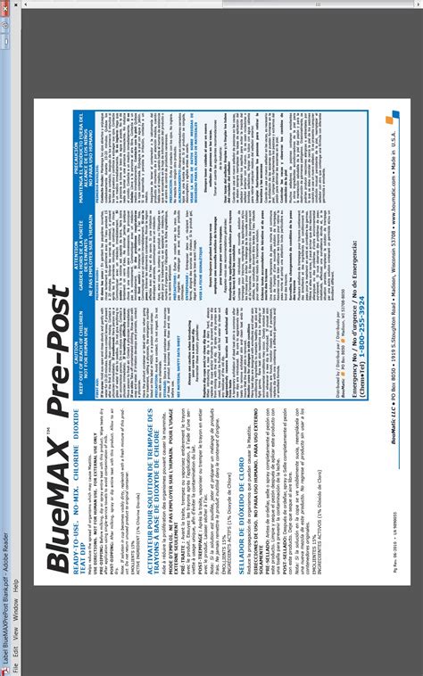 BlueMAX Pre-Post - BouMatic, LLC: Veterinary Package Insert
