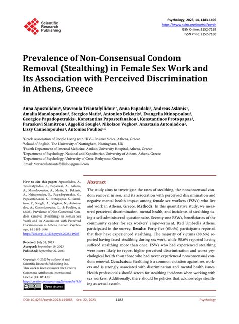 Pdf Prevalence Of Non Consensual Con Dom Removal Stealthing In