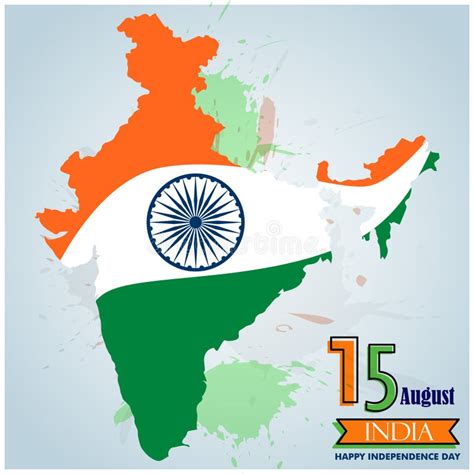 Independence Day Of India Map With Flag Colour Stock Vector