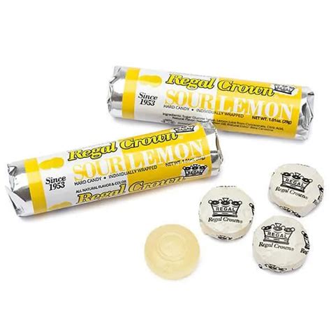 Candy Warehouse Regal Crown Sour Lemon Hard Candy Rolls 24 Piece Box