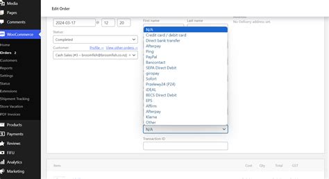 All Payment Methods Showing In Admin Drop Down