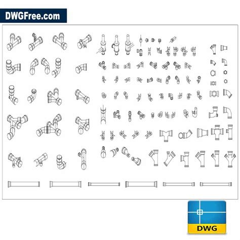 PVC Pipe Fitting Dimensions AutoCAD Drawings In Format DWG FREE