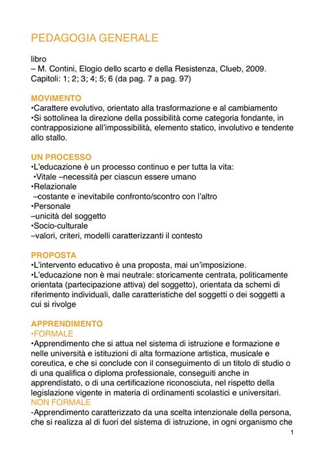 Riassunto Libroslide Lezione Sintesi Del Corso Di Pedagogia Docsity