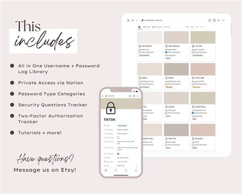 password organizer tracker notion template password log list etsy