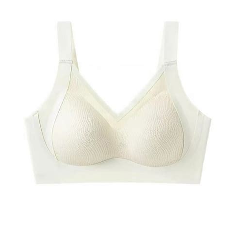 Eqwljwe Womens Plus Size Bra Deep V Neck Wireless Comfort Bra Unlined