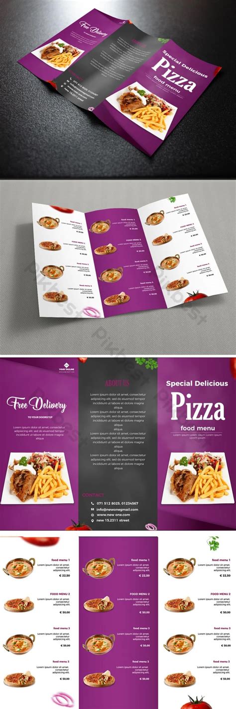 Food Trifold Menu Template Fast Food Menu Brochure For Restaurant Eps