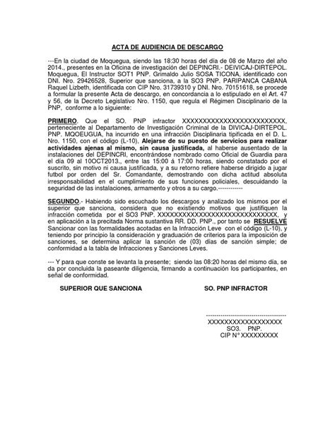 Ejemplo Carta De Descargo Pdf Violencia